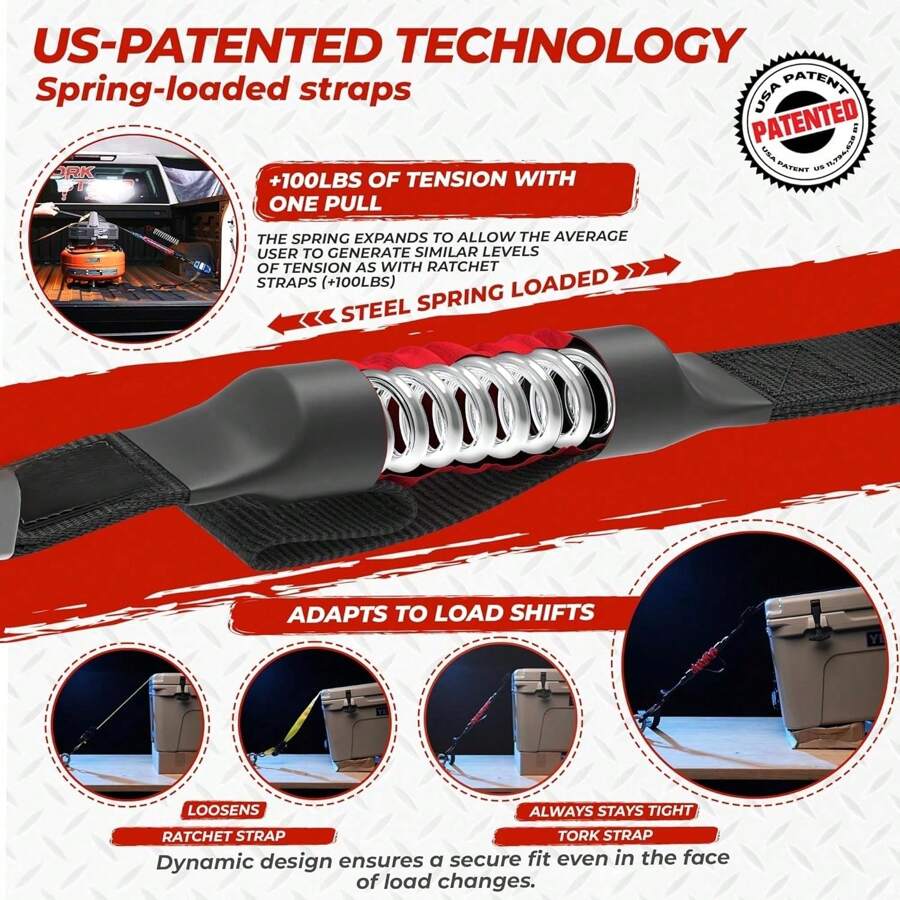 M500 Bundle | 14' X 1'' Spring Loaded Tie Down Straps With Carry Bag ...