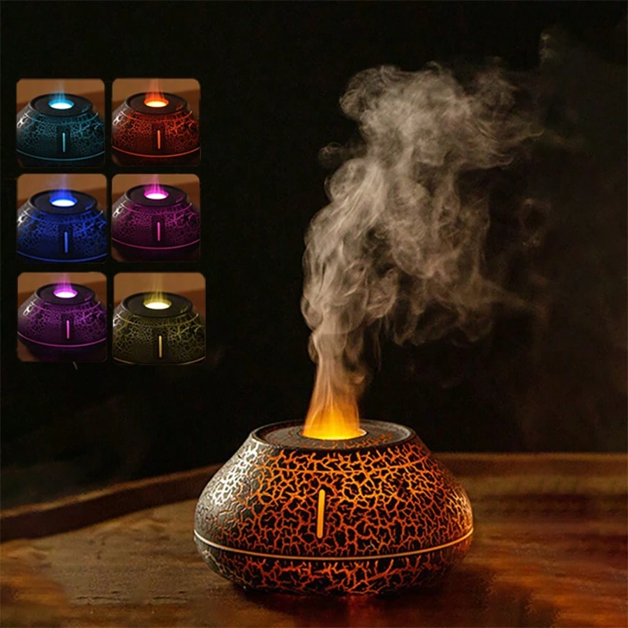 Pc Crackle Paint Flame Aroma Diffuser - Realistic Simulation Flame ...