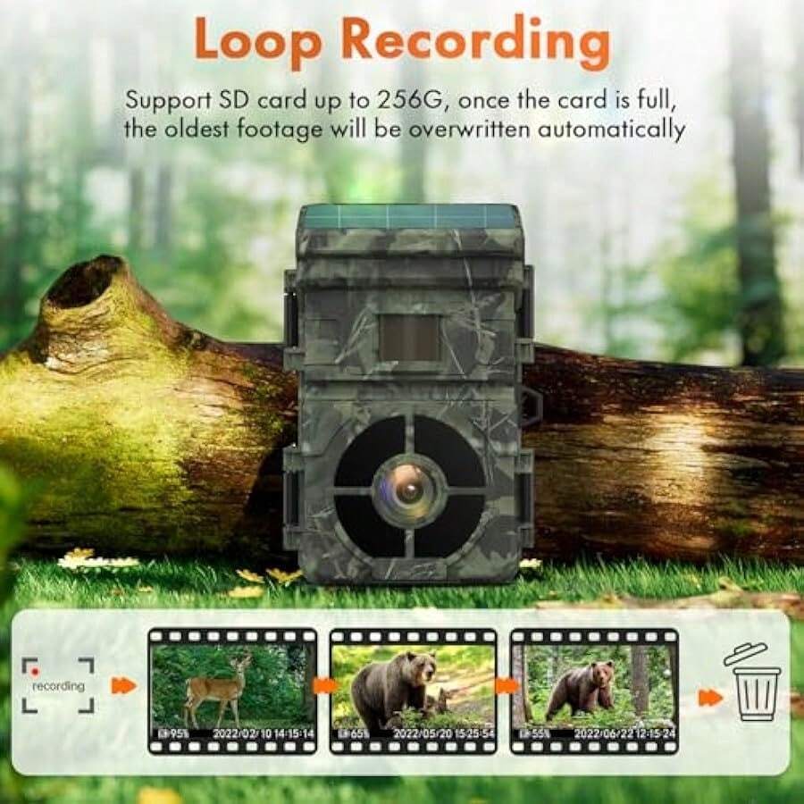 Solar Powered Wildlife Camera 48MP 4K 2500mAh Lithium Battery ...