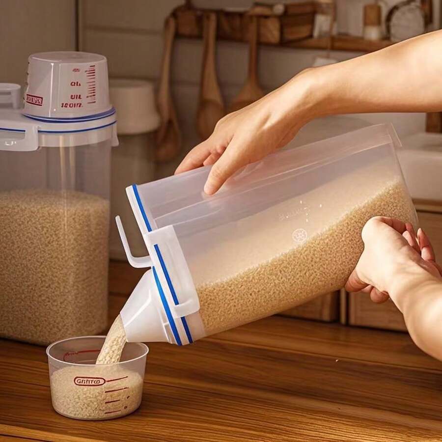 1 Piece Sealed Kitchen Moisture-Proof Rice Bucket Measuring Cup Insect ...