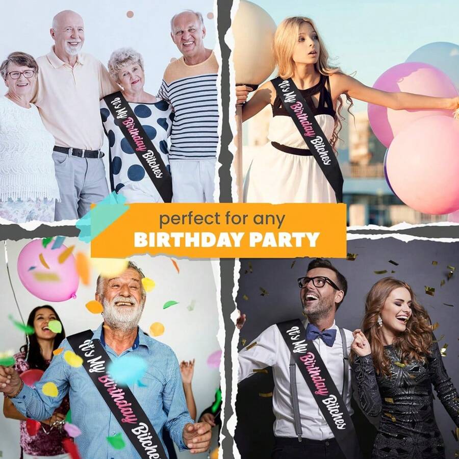 'It's My Birthday' Sash - Soft Black Satin Sash- Happy Birthday Sash ...