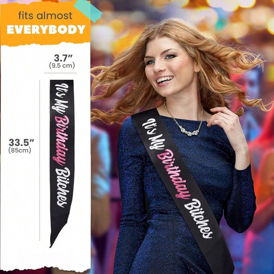 'It's My Birthday' Sash - Soft Black Satin Sash- Happy Birthday Sash ...