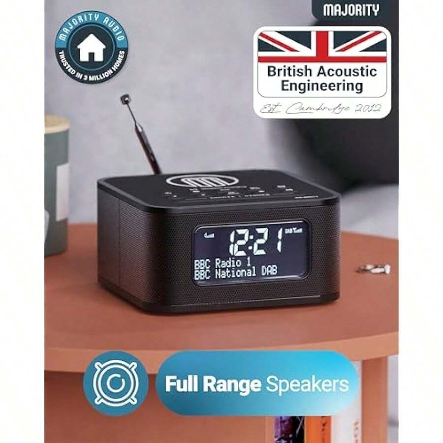 Bedside Clock Radio With Bluetooth | 15W Wireless Charging USB Port | DAB+ FM | Loud Dual Alarm ...