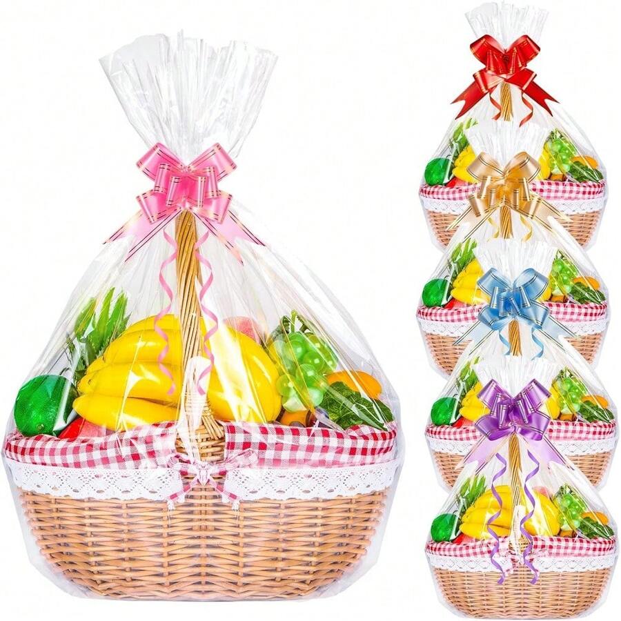 10 Pacotes de Grandes Cestas de Celofane com Laços Puxadores, Sacos de ...