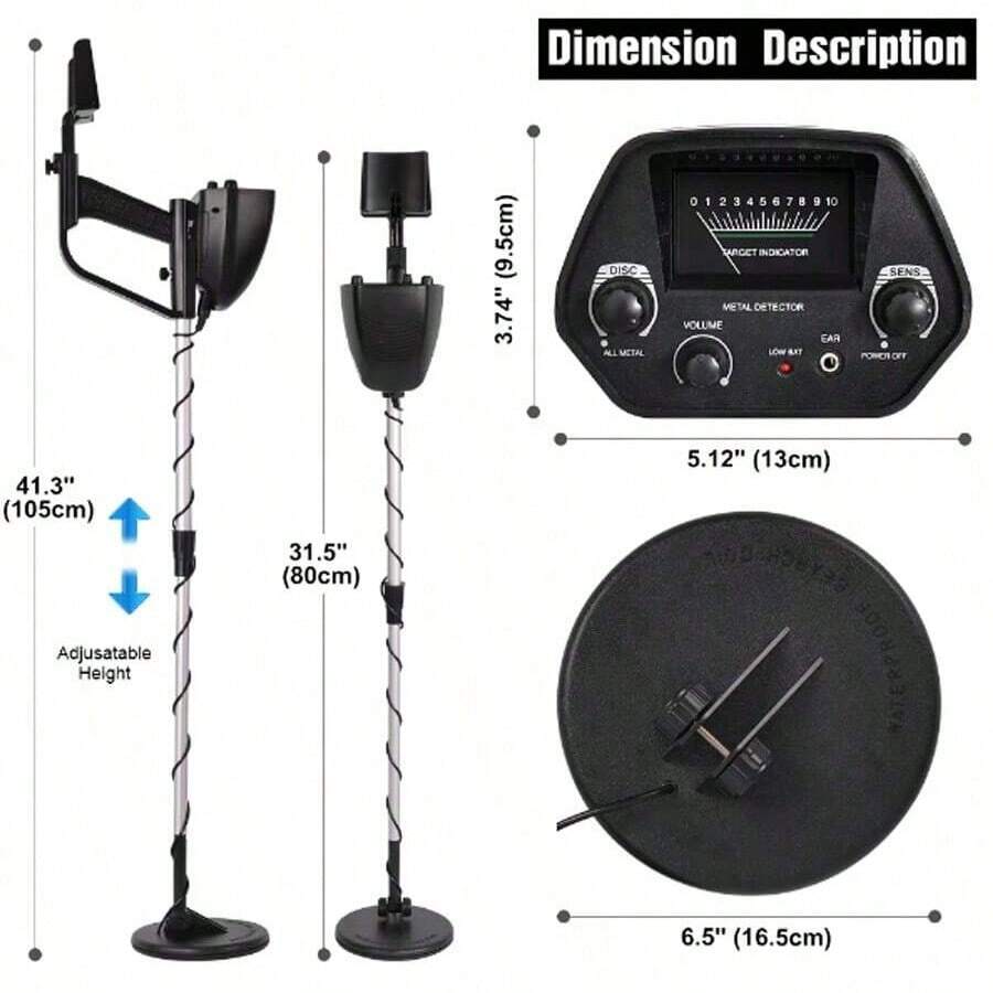 Adult Metal Detector - High Precision 5 Modes Black Detector With ...