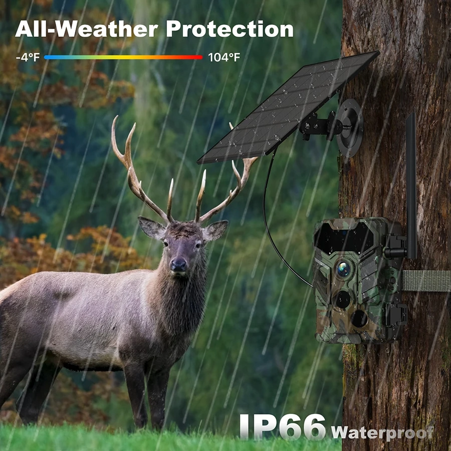 Solar Powered Night Vision Trail Camera 32MP 1080P Hunting Cameras 0.1s ...