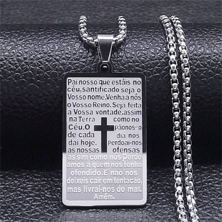 Chrisitian Jesus Cross Holy Bible Verse Prayer Necklace For Women Men ...