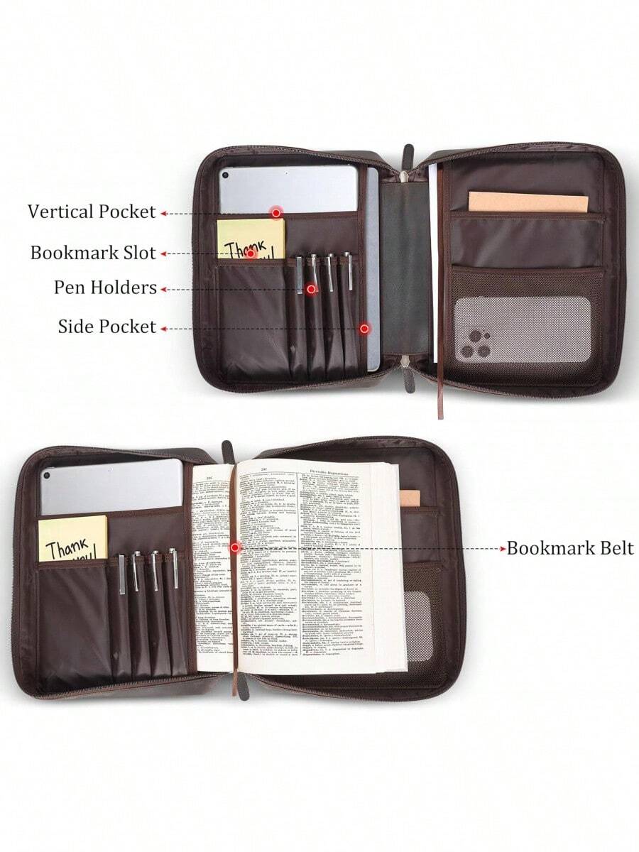 Full Grain Leather Bible Cover Bag Bible Protective Book Holder ...