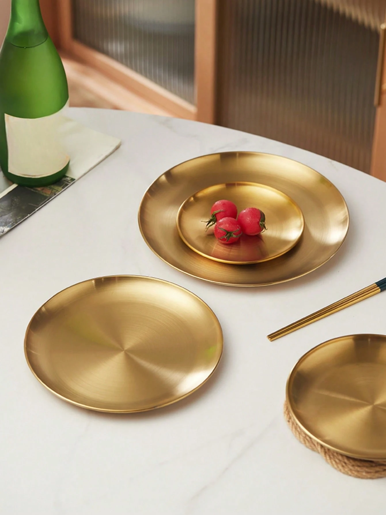 Korean Style Stainless Steel BBQ Plate, Round Shallow Dish Tray For ...