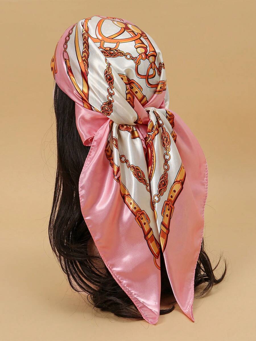 1pc Women's Bohemian Style Fashion Chain Print Scarf, Elegant Casual ...