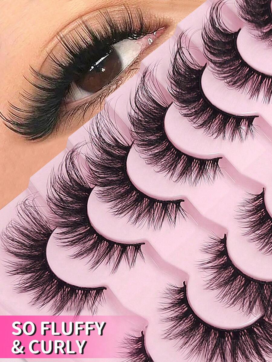 7pcs/Set Natural Full Strip Lashes, Thick & Fluffy Dramatic Eyelashes ...