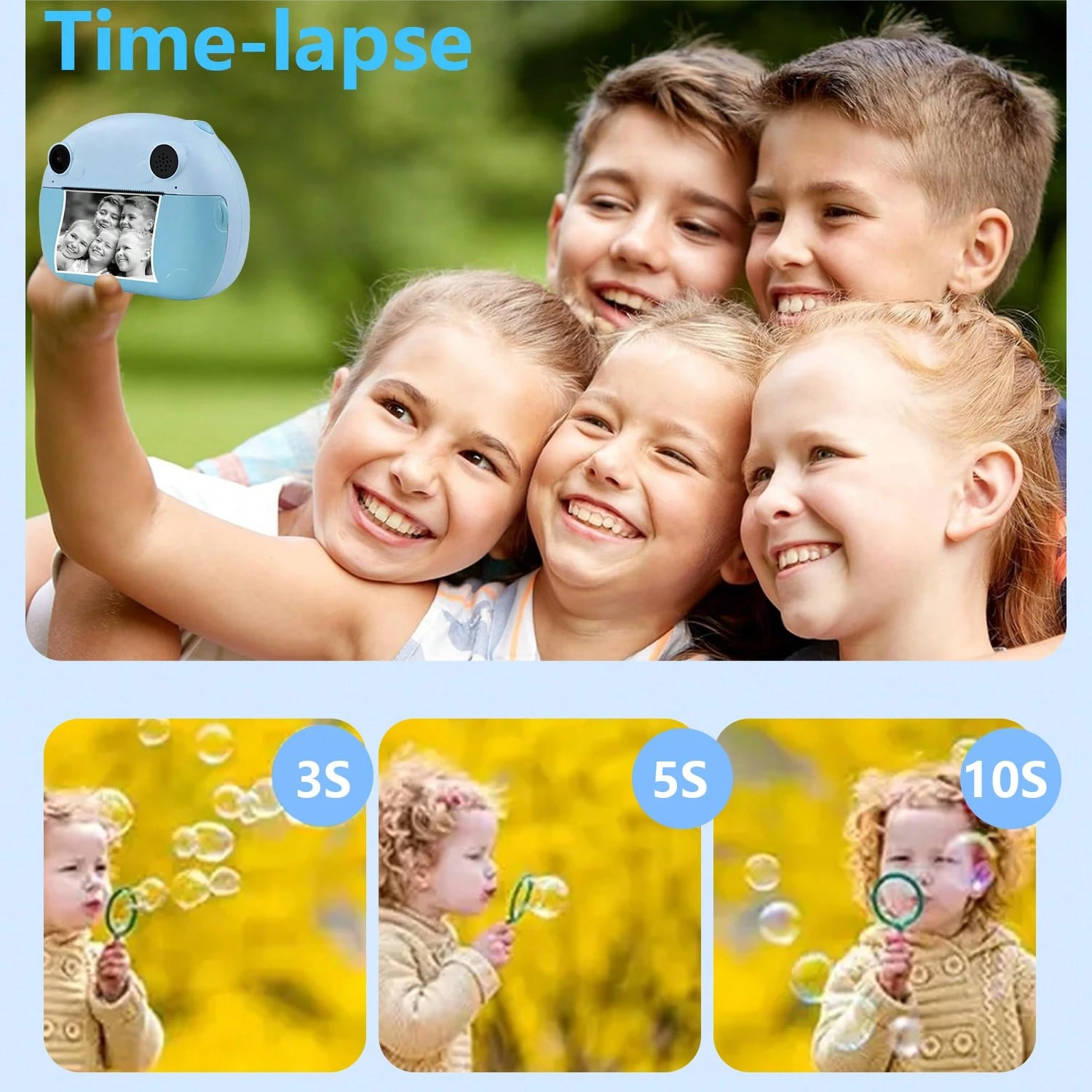 Instant Print Camera For Kids Dual-Lens Camera, Dual-Lens Selfie ...