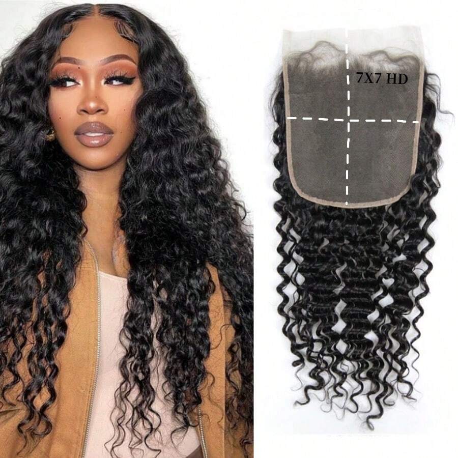 Deep Wave 7X7 HD Lace Closure Melt Skins Human Hair Invisiable HD ...