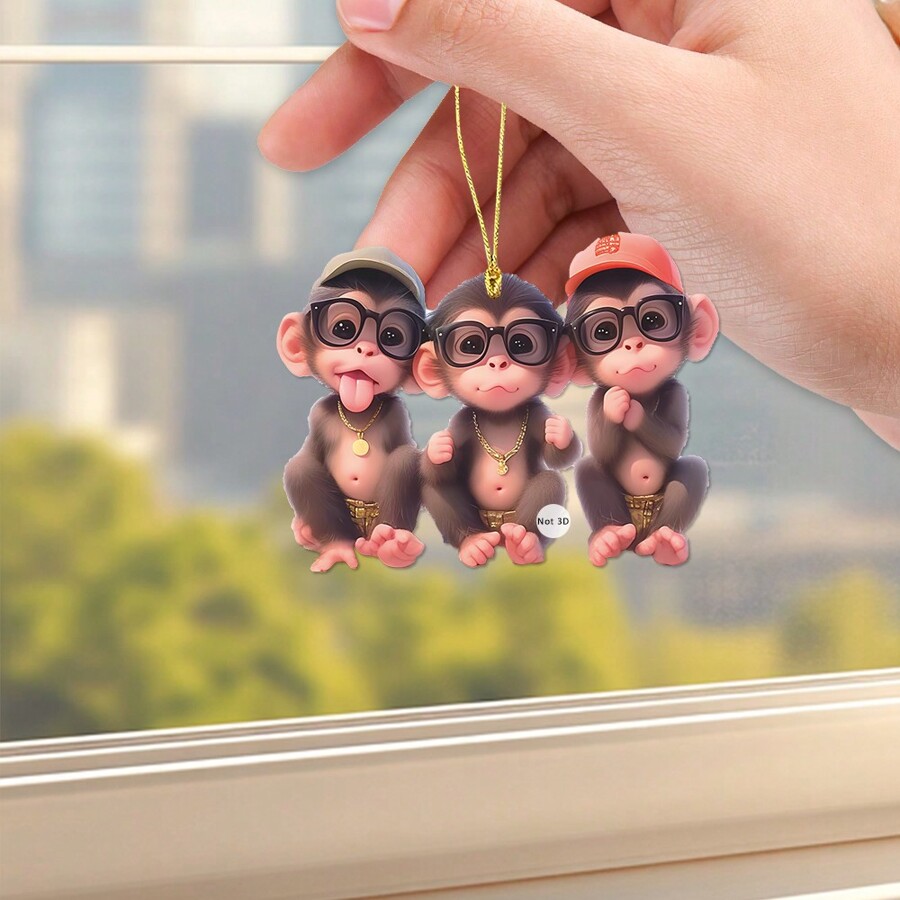 1PC Valentine's Day 2D Funny Monkey Acrylic Pendant, Multi-Functional ...