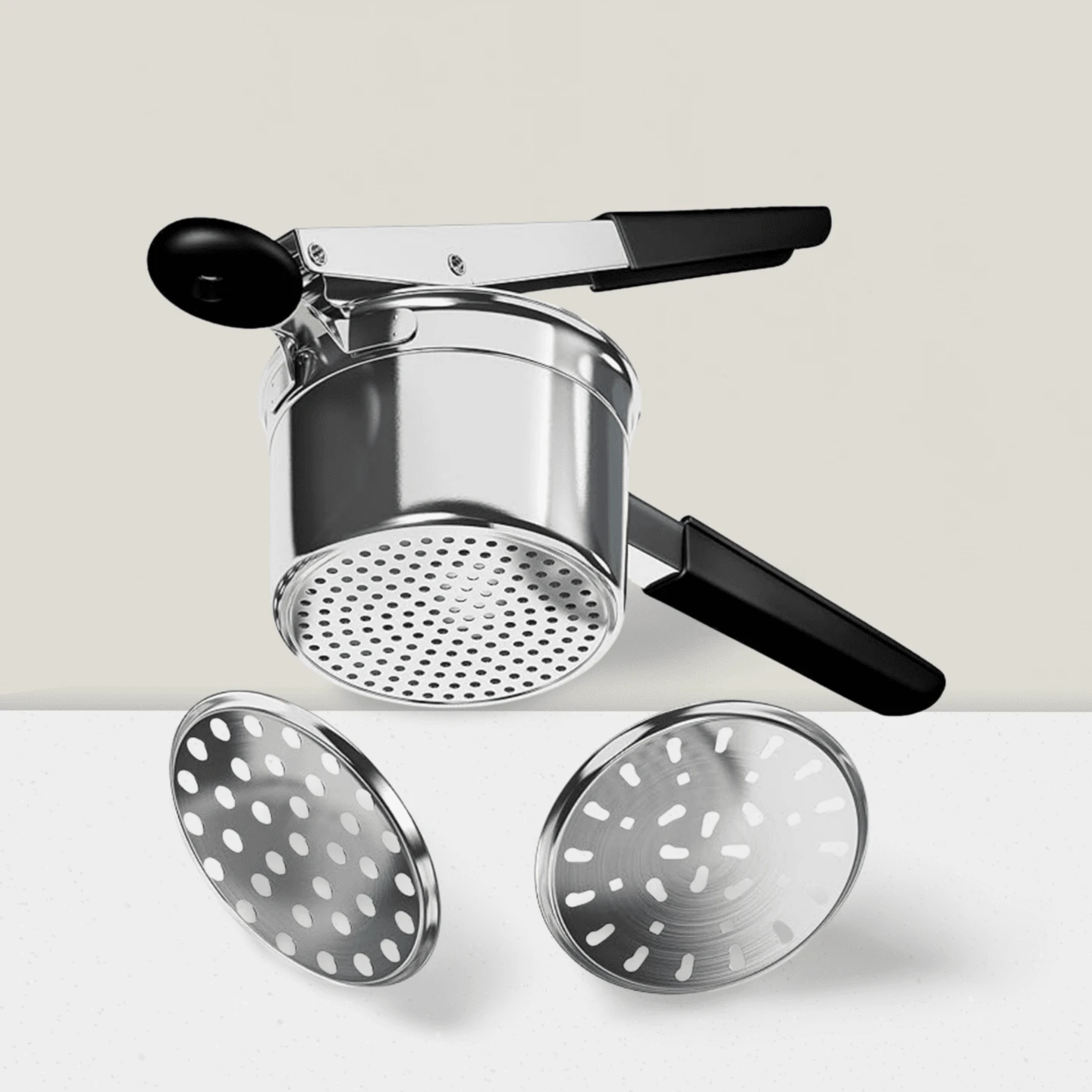 Stainless Steel Potato Ricer - Includes 3 Interchangeable Fineness ...