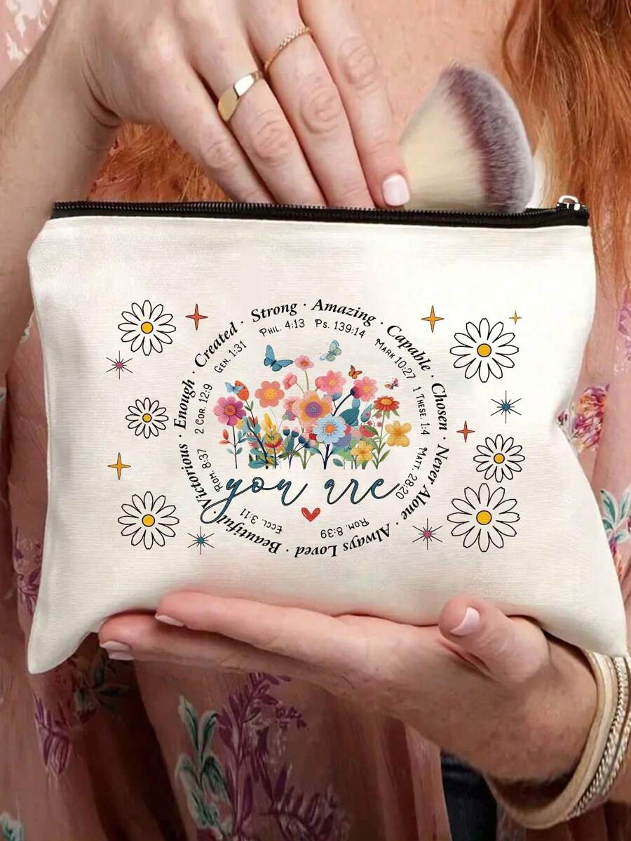 Cosmetic Bag With Inspirational Quotes - Non-Waterproof, Fragrance-Free ...