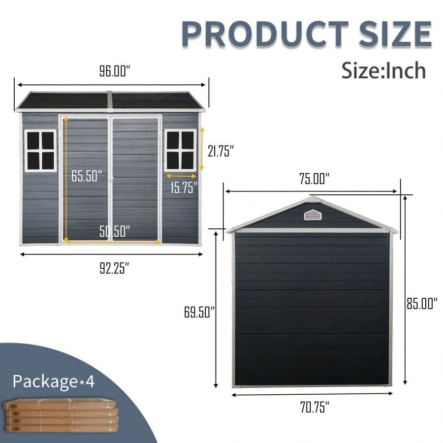 Backyard Storage Shed With Sloping Roof Galvanized Steel Frame Outdoor ...