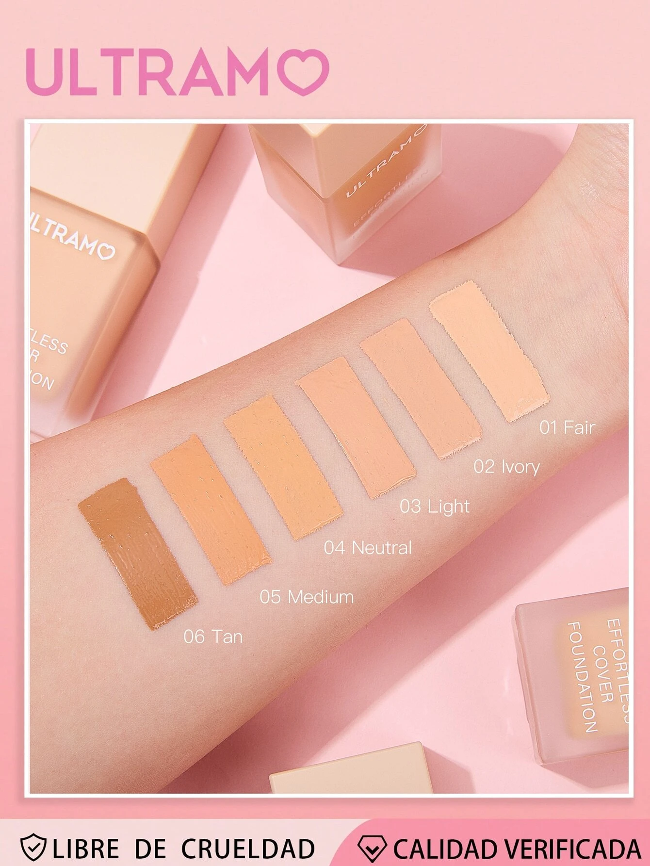 ULTRAMO Effortless Cover Foundation,Corrector de Cobertura Completa ...