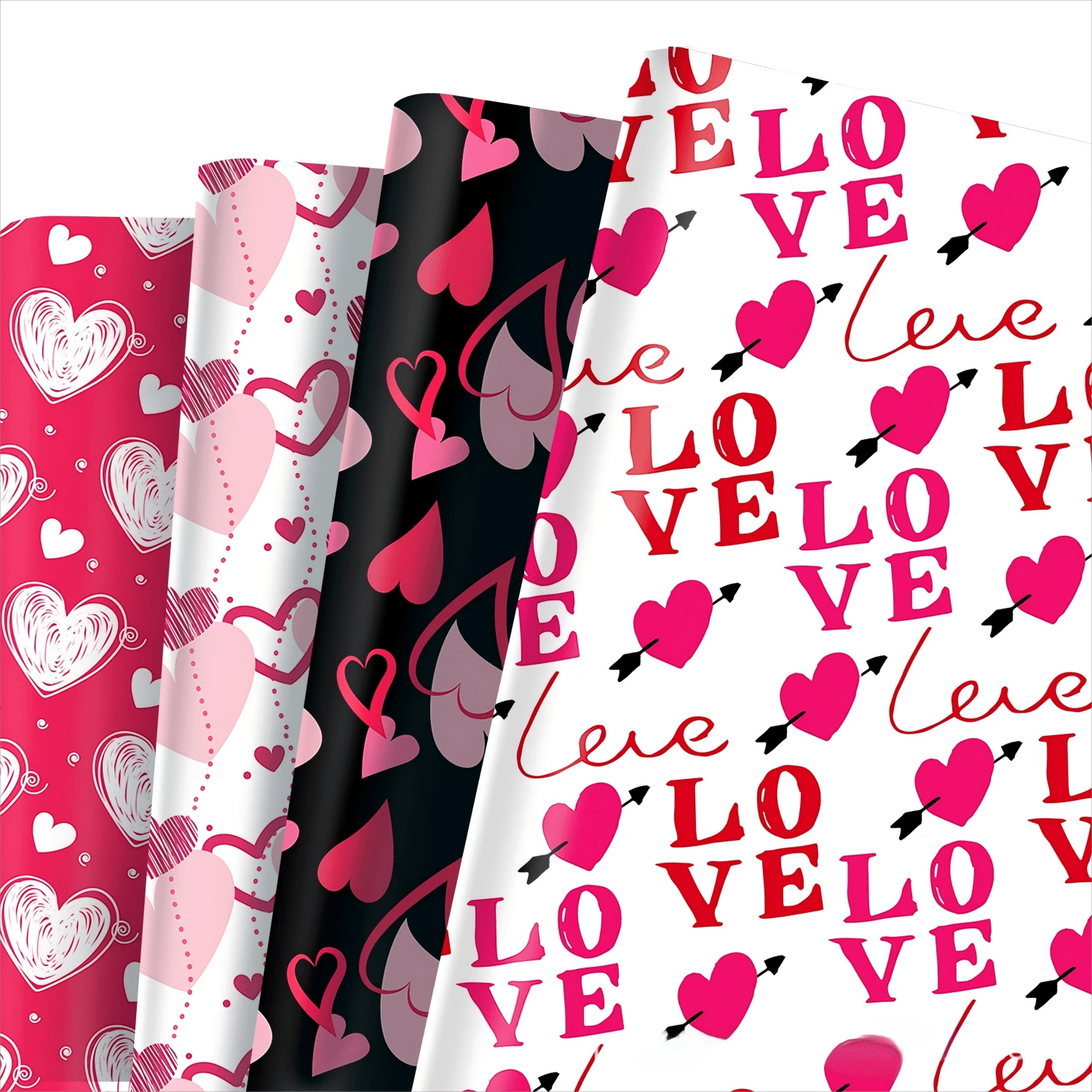 1pc Valentine's Day Heart Design Pink Love Gift Wrapping Paper, Can Be ...