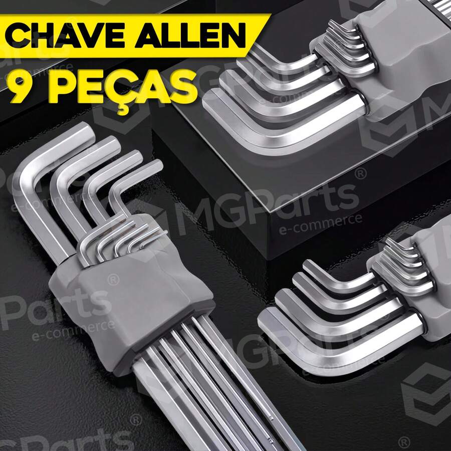 9 Piece Allen Key Set P Hexagonal Professional L Shape Chrome Vanadium ...