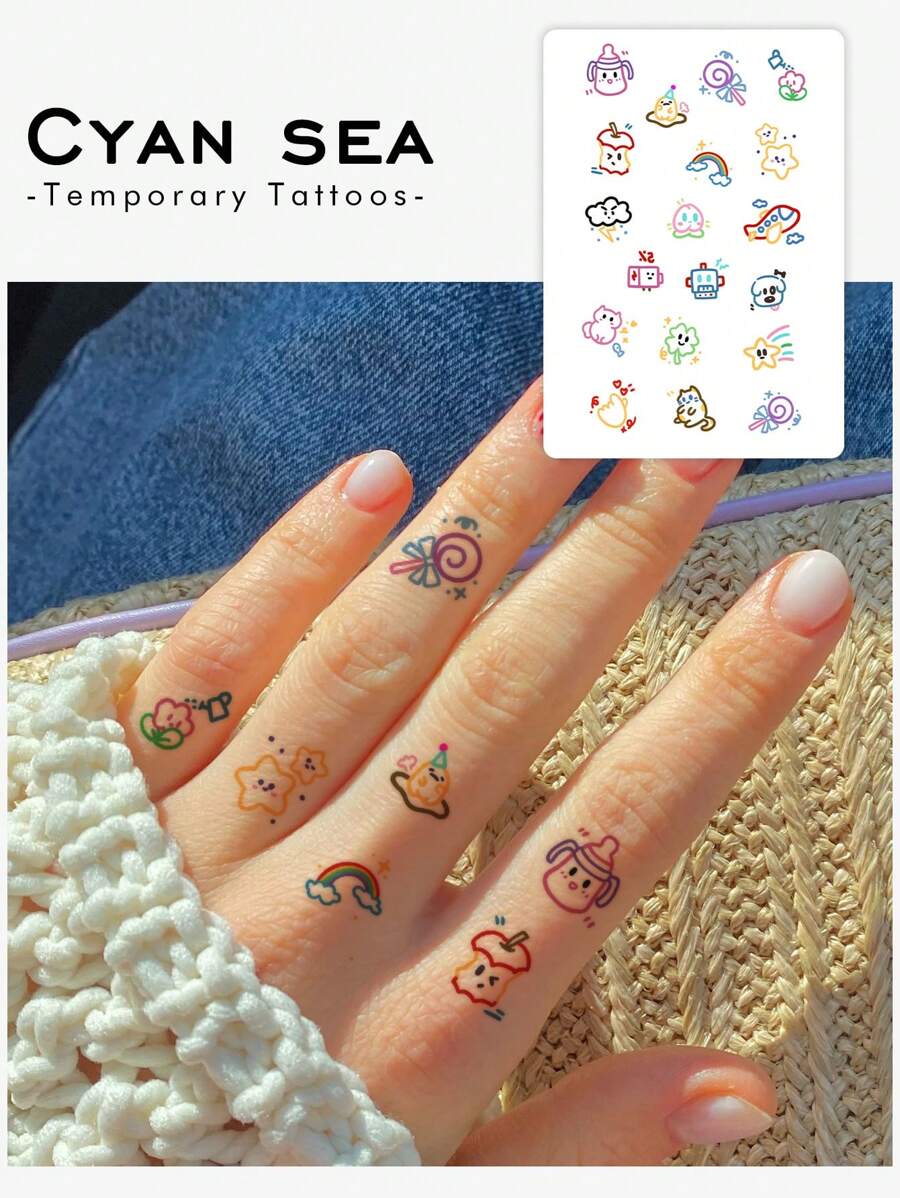 1pc Miniature Dopamine Tattoo Sticker, Cute And Colorful Temporary ...