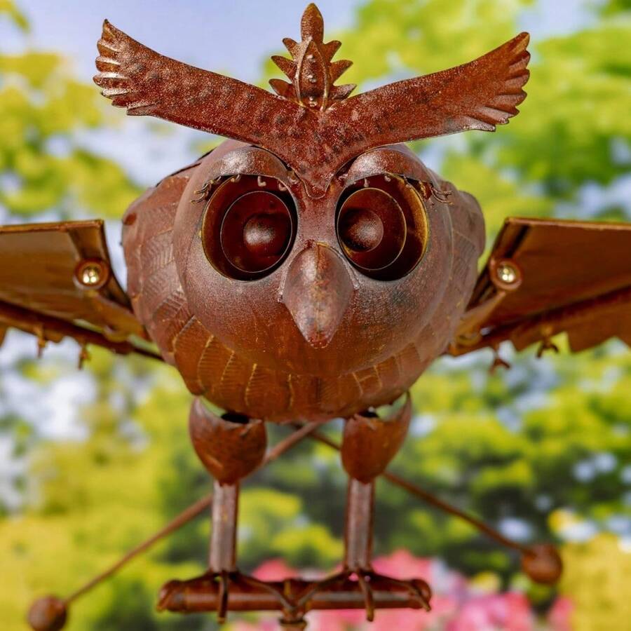 Large Rocking Animals With Flapping Wings Garden Stakes Flying Owl ...