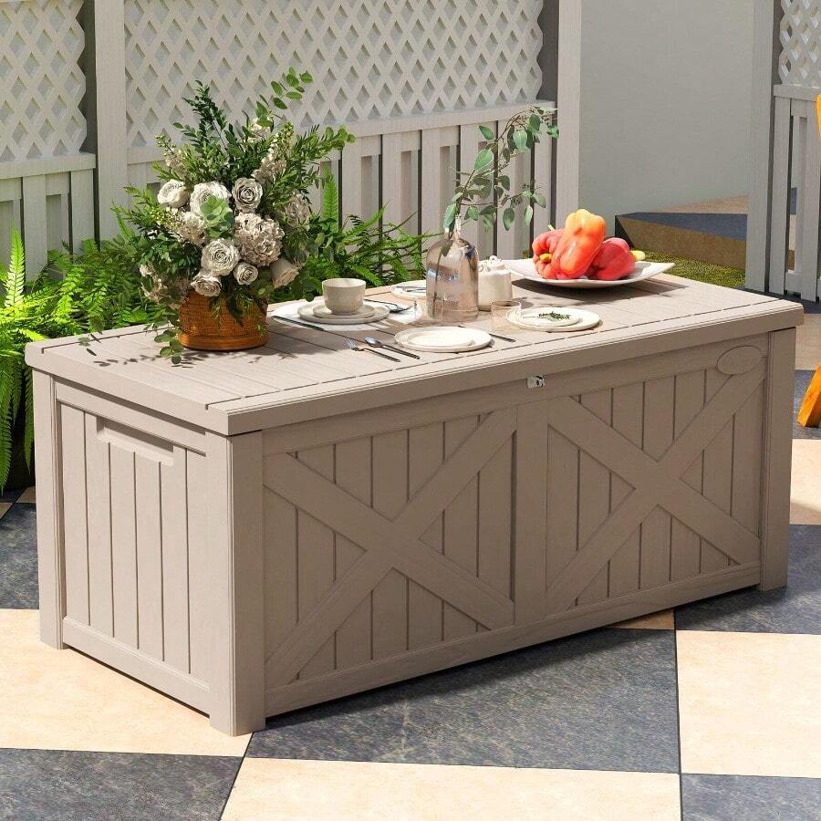 120 Gallon Outdoor Storage Container Deck Storage Container Patio ...