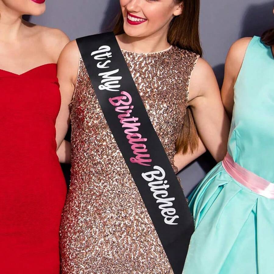 'It's My Birthday' Sash - Soft Black Satin Sash- Happy Birthday Sash ...