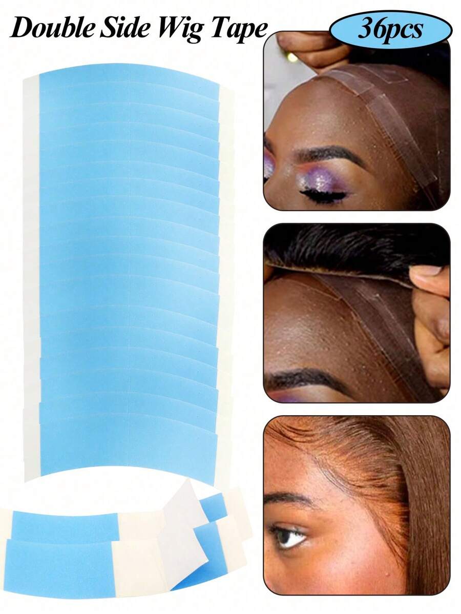36 Pcs Blue Double Side Tape Lace Front Wig Tape Arc Double Sided Tape ...