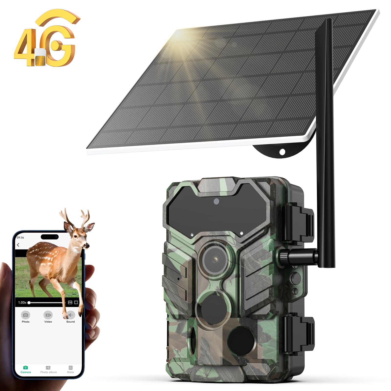 Solar Powered Night Vision Trail Camera 32MP 1080P Hunting Cameras 0.1s ...