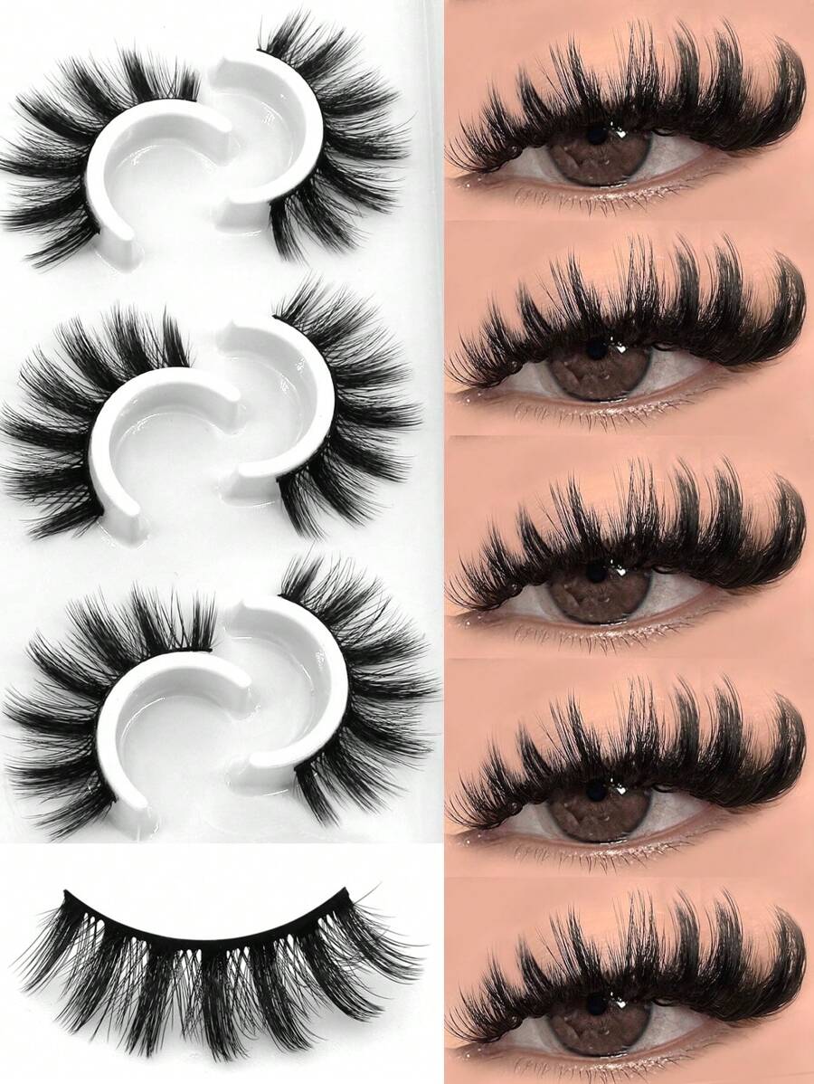 GROINNEYA 6 Pairs Manga Lashes Volumized Eyelashes Faux Mink Lashes ...