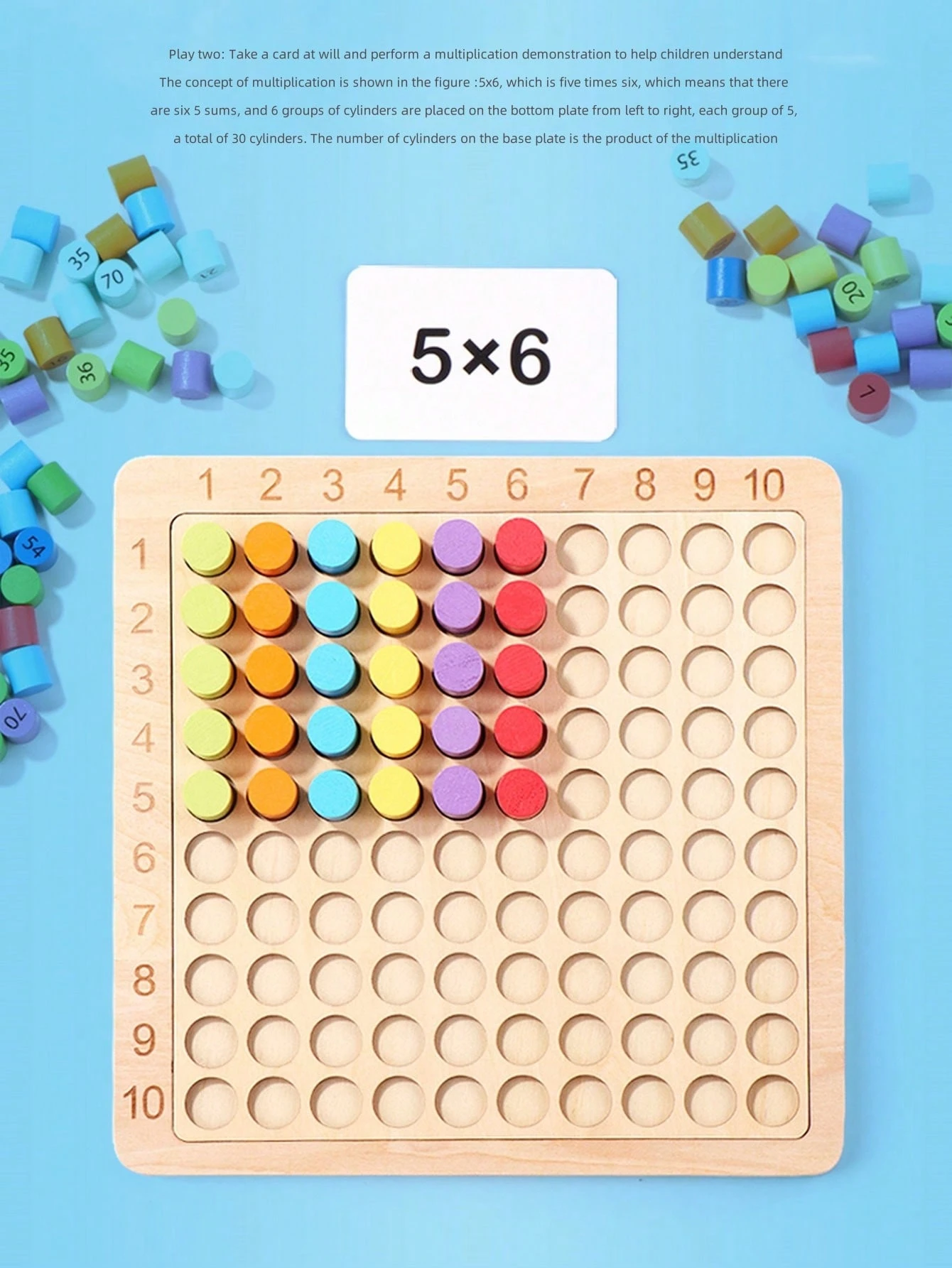 Children's Colorful Wooden Mathematical Enlightenment Multiplication ...