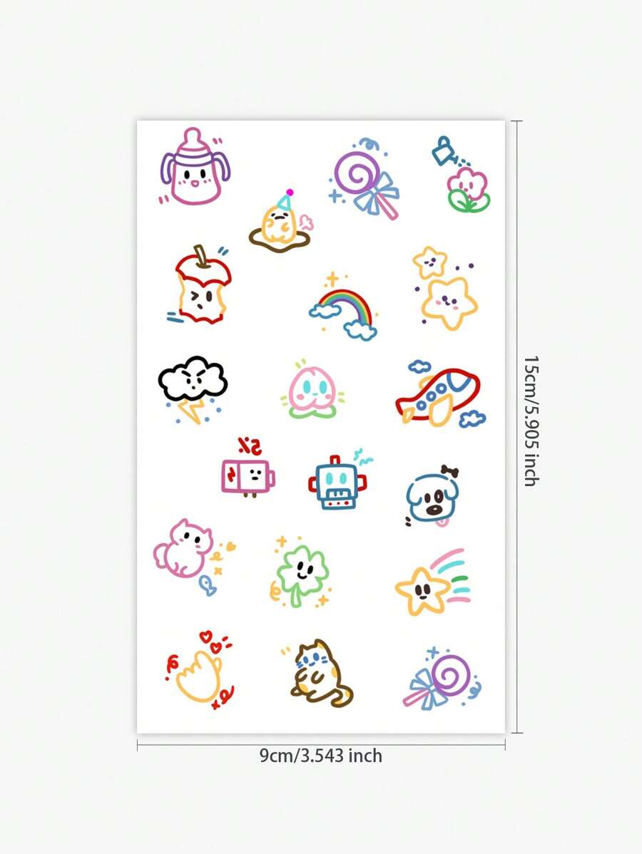 1pc Miniature Dopamine Tattoo Sticker, Cute And Colorful Temporary ...