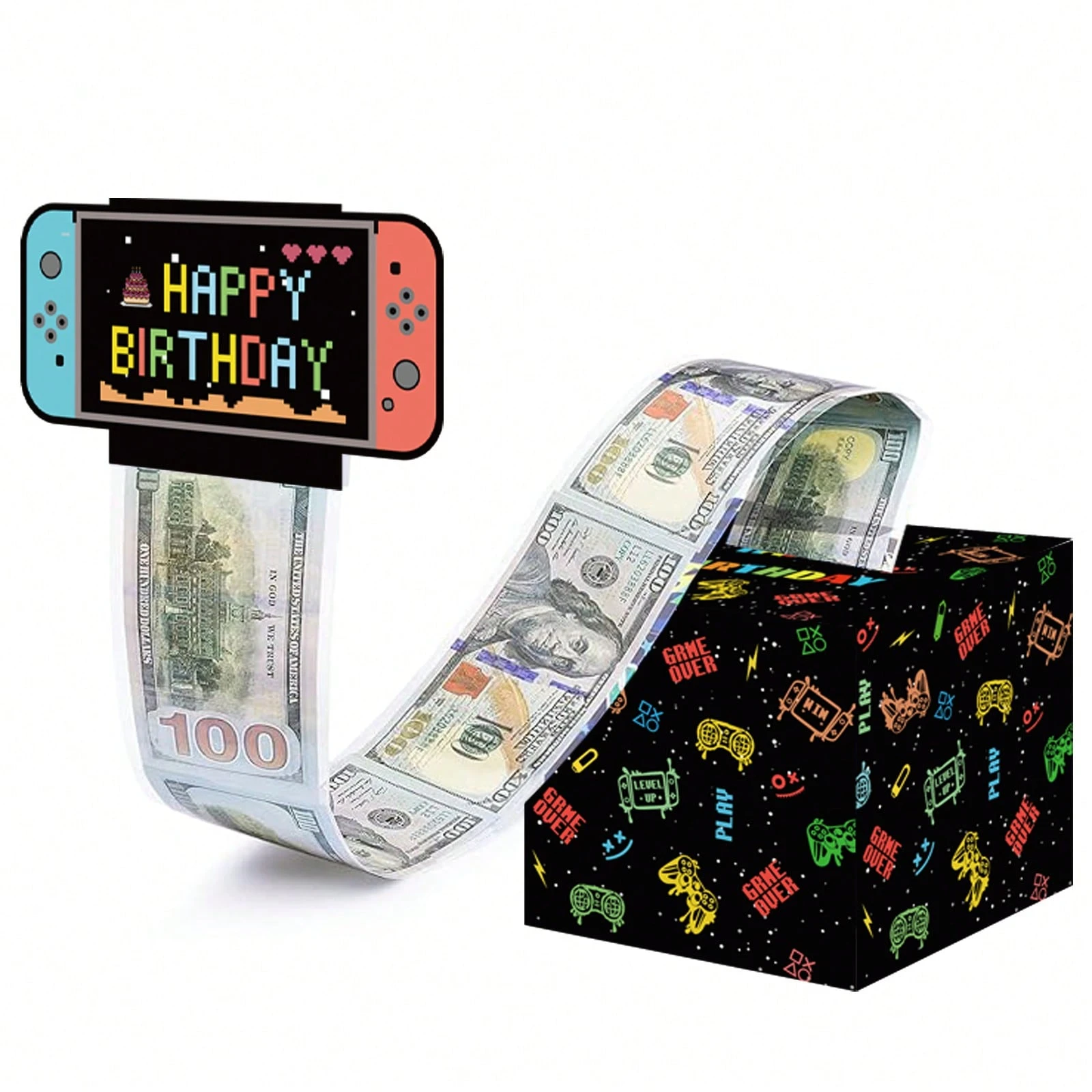Game Console Theme Money Box Birthday Card With 50pcs Transparent ...