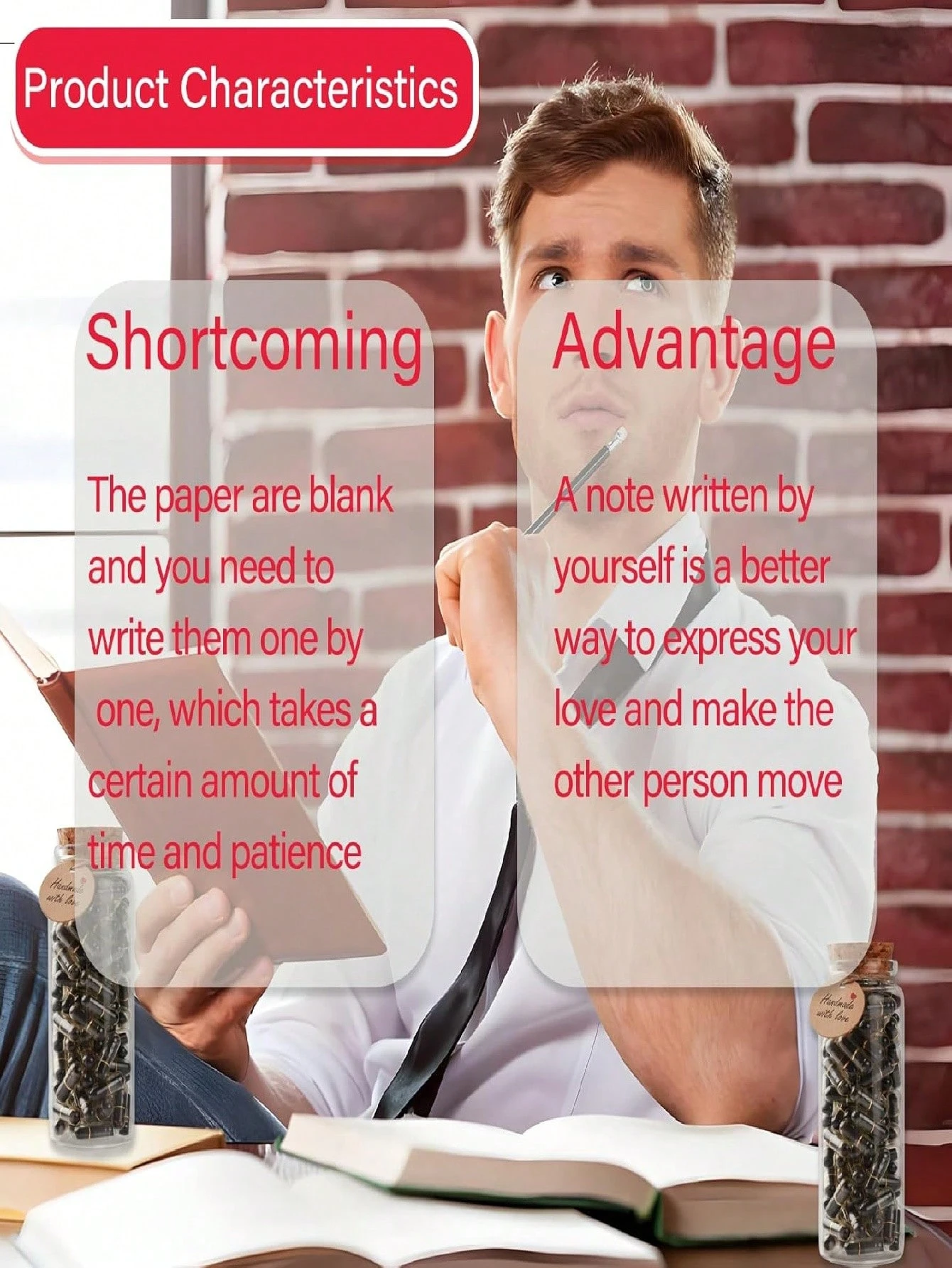 Love Message Note In A Glass Bottle, Valentines Day Love Capsule ...