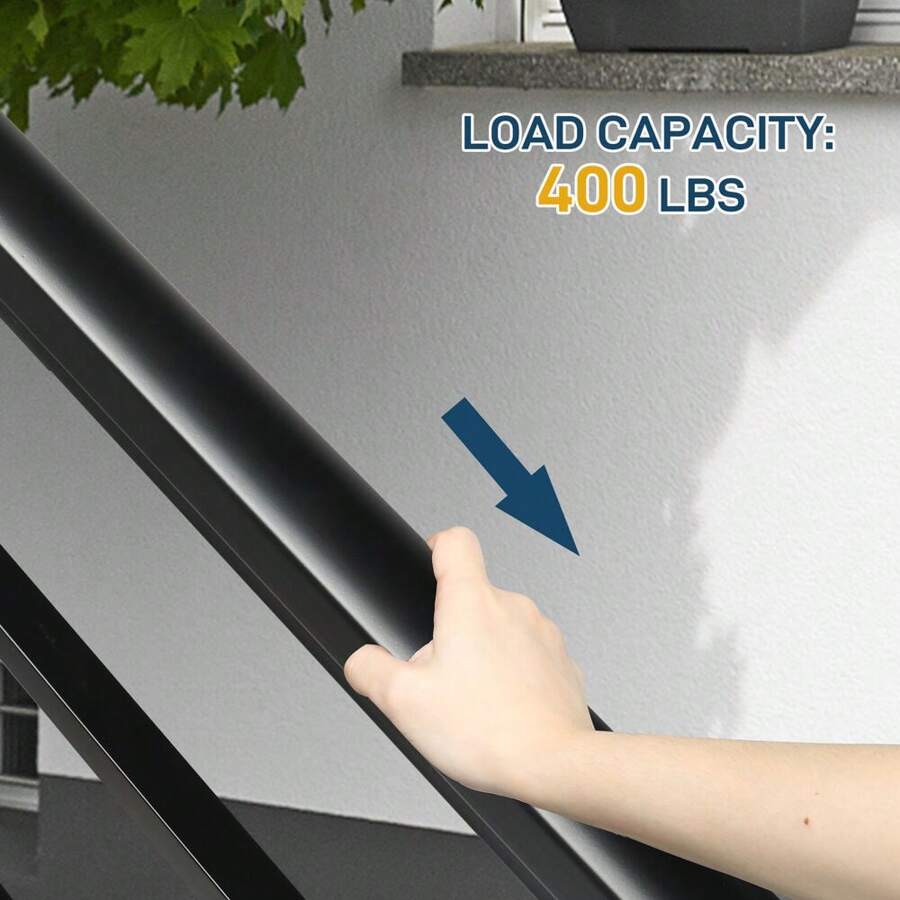 Wrought Iron Handrail Stair Railing Fit 1-4 Steps Adjustable Hand Rail ...