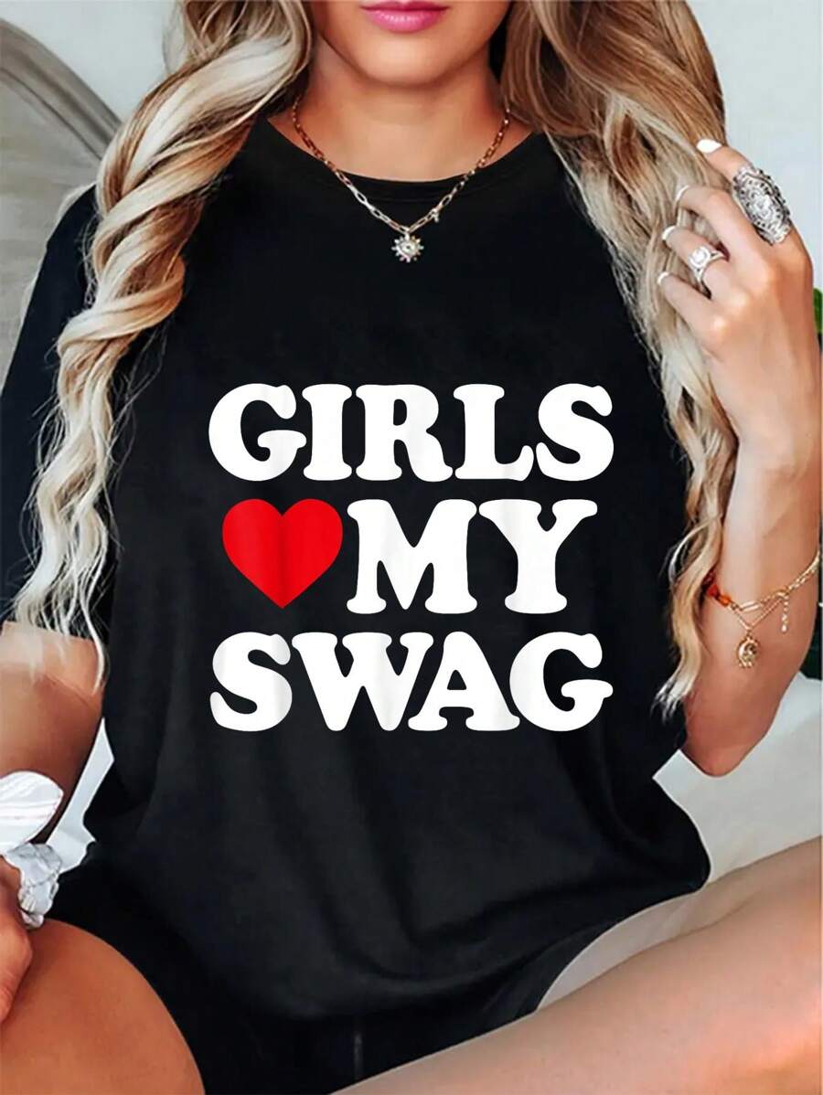 100% Cotton Girls Heart My Swag Girls Love My Swag Valentine's Day ...