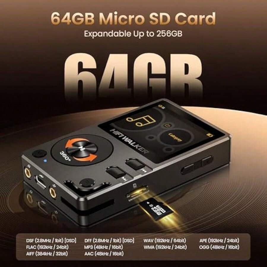 HIFI WALKER H2 MP3 Player High Res Audio DAP Bluetooth Lossless Music Player DSD DAC Support ...