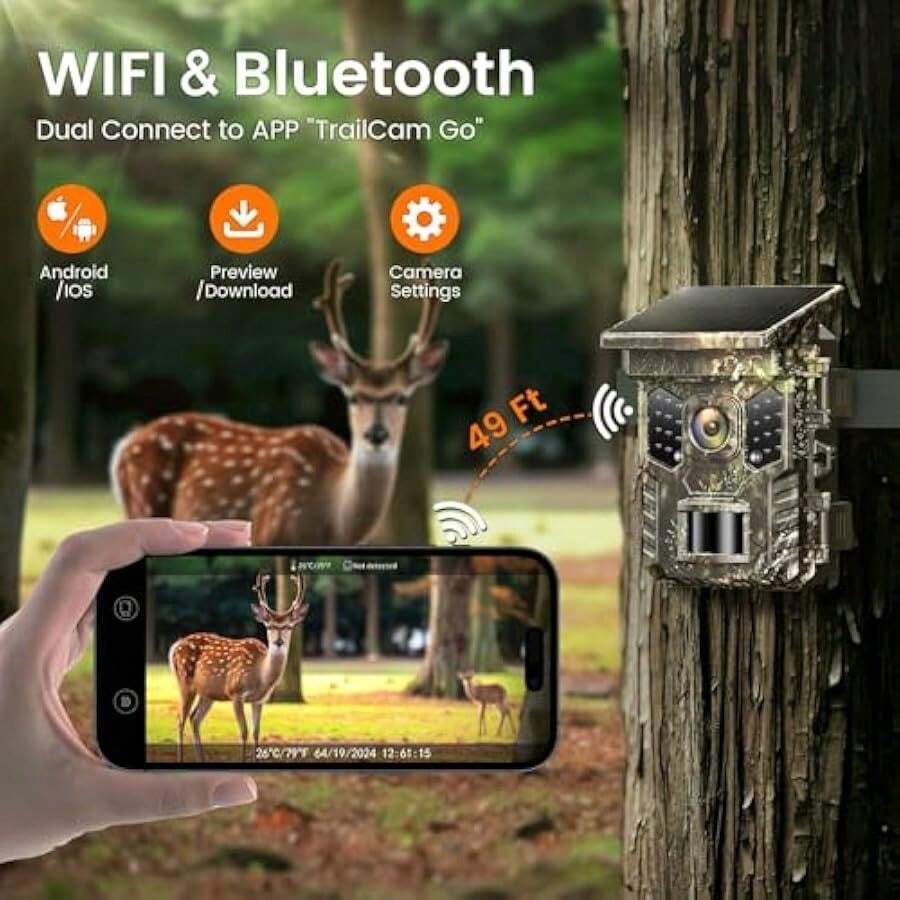 XTU Wildlife Camera 2.7K 32MP Solar Trail Camera Night Vision ...
