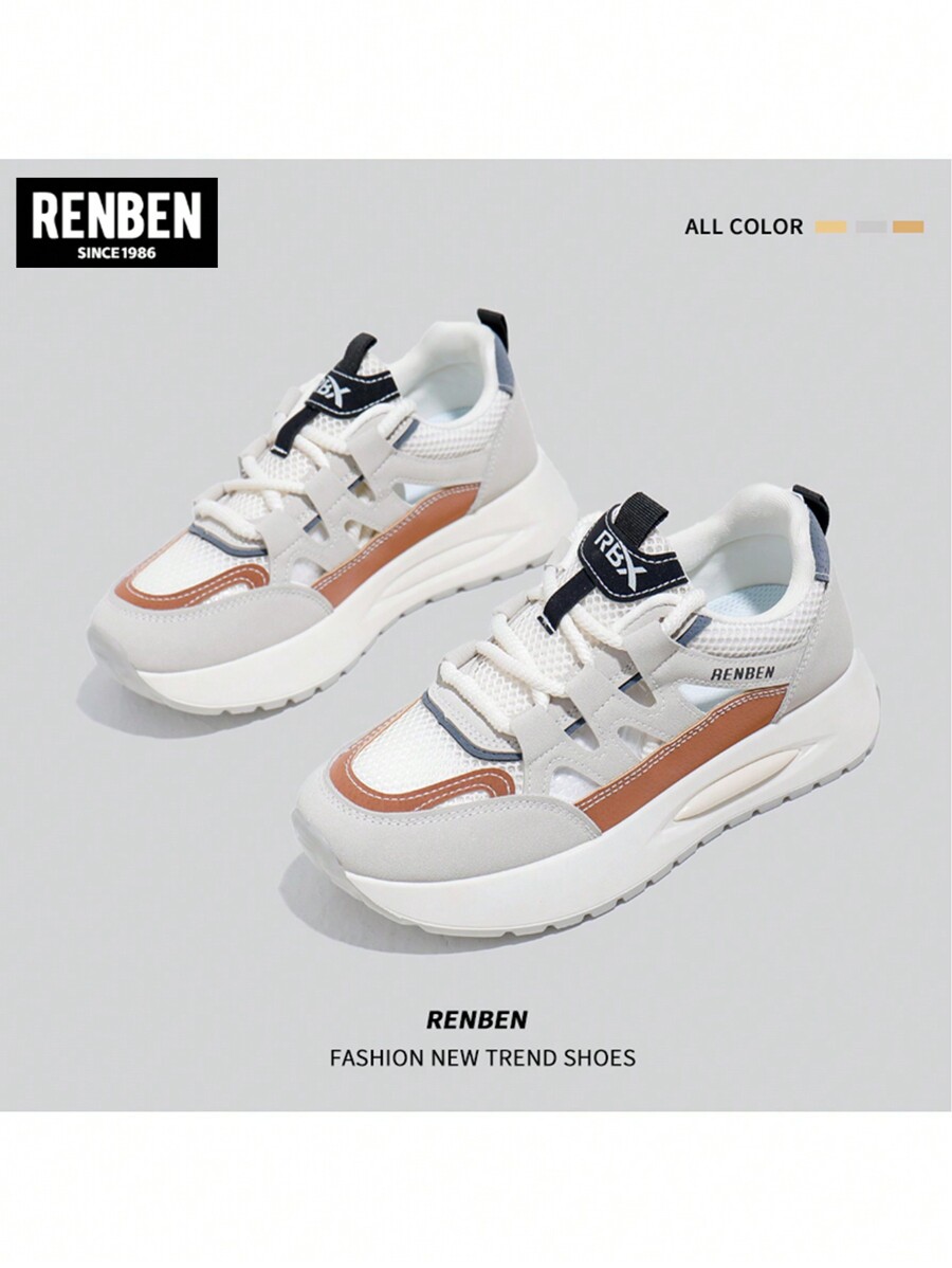 -renben Women's Breathable Mesh Thick Sole Casual Sneakers, Soft Autumn Season Lightweight ...