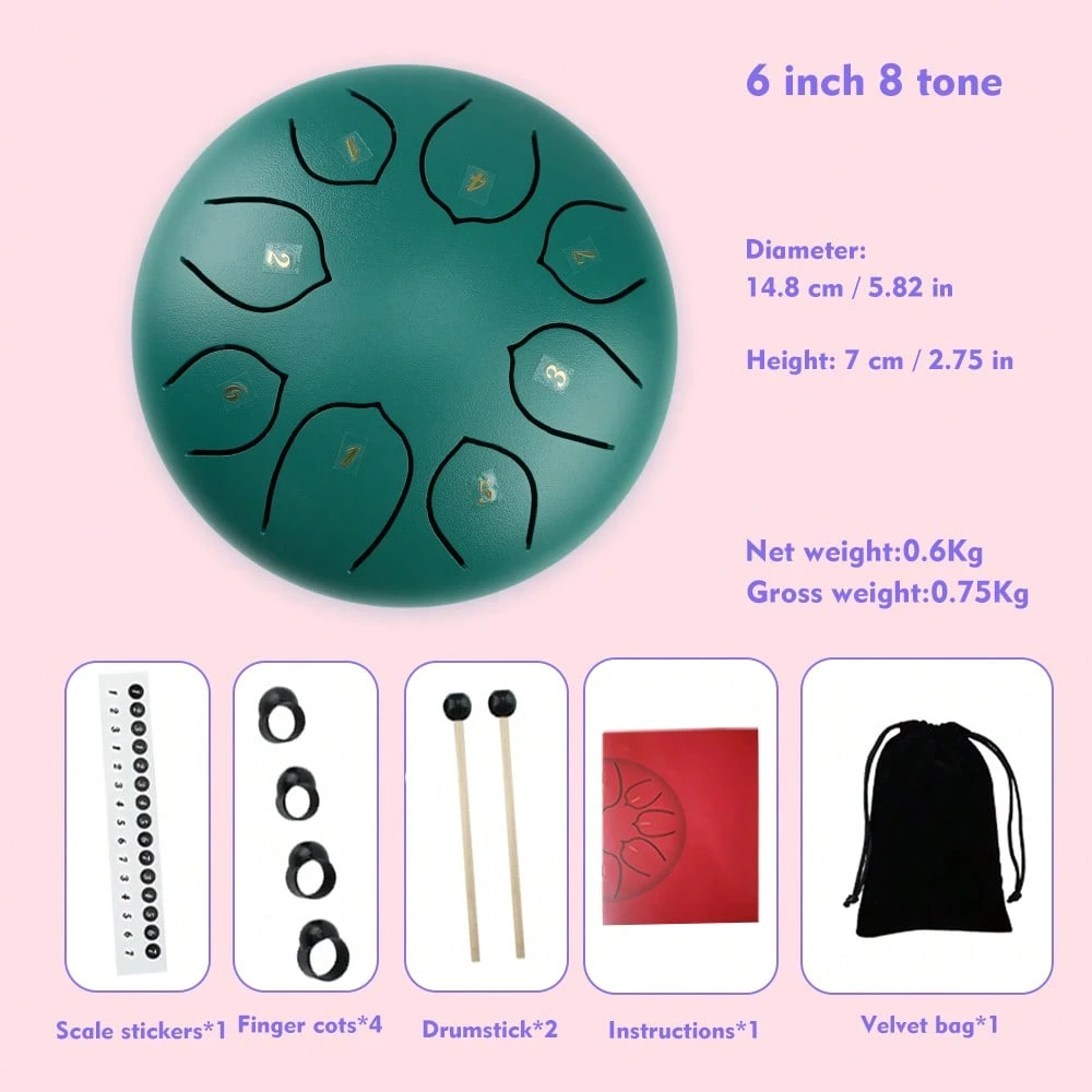 6 Inch & 8 Note Airy Drum Musical Instrument, Beginners & Professional ...