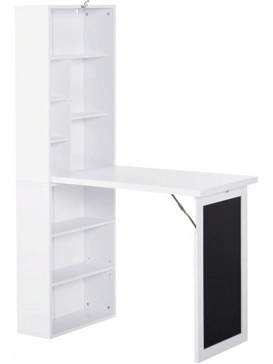 HOMCOM Fold-Out Convertible Writing Table Wall Mount Desk Cabinet With ...