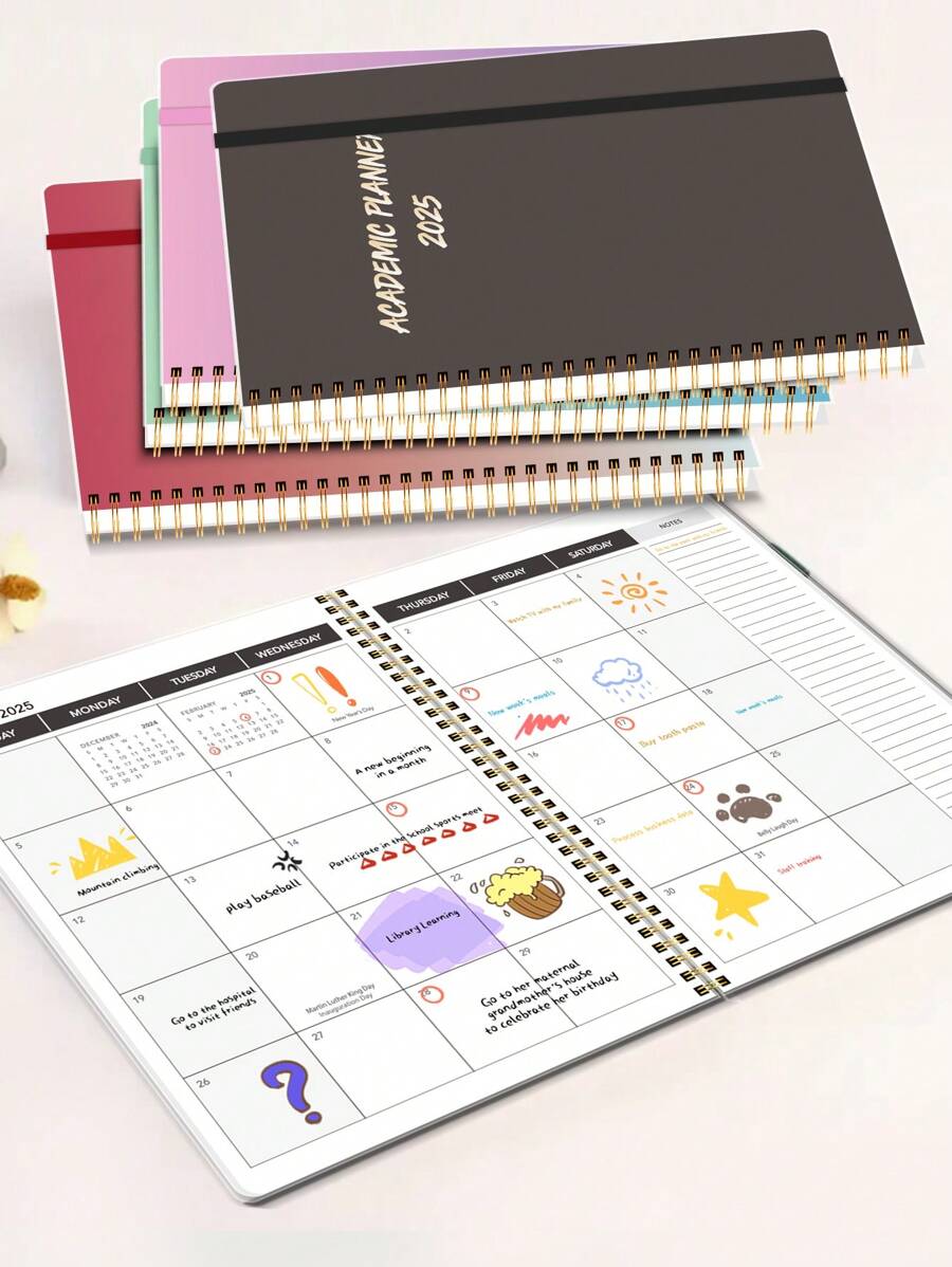 BUBU 1 pièce Agenda quotidien 2025, agenda académique 12 mois, 8,5" x ...