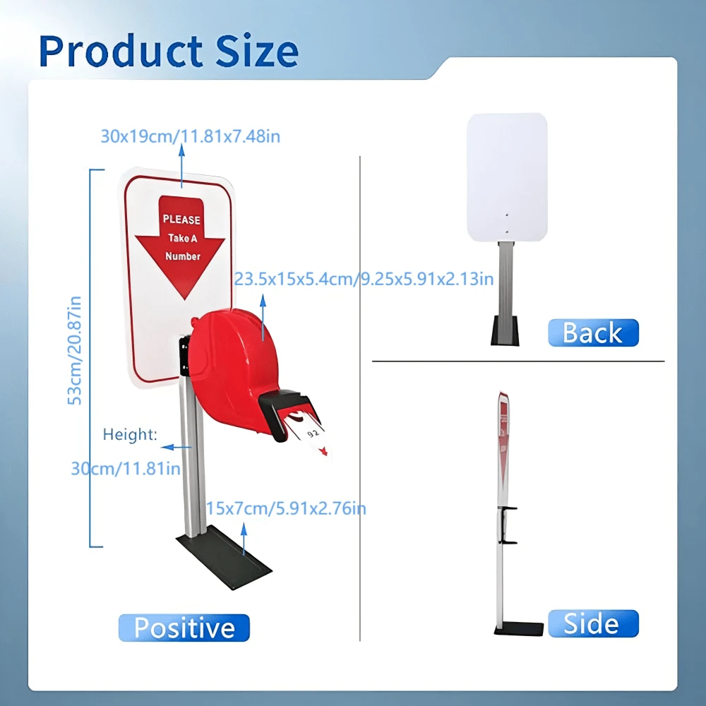 Take-A-Number System Distributeur de tickets d'attente avec support de comptoir et 1 rouleau de ...