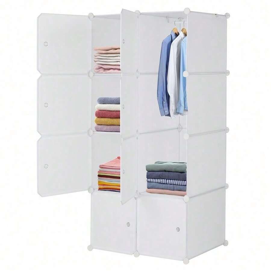 8 Cubes Stackable Storage DIY Plastic Modular Closet Cabinet Storage ...
