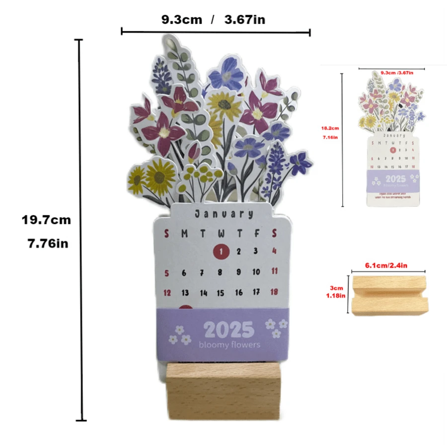 2025 Creative Flower Desk Calendar, Vase Shaped New Year Monthly ...