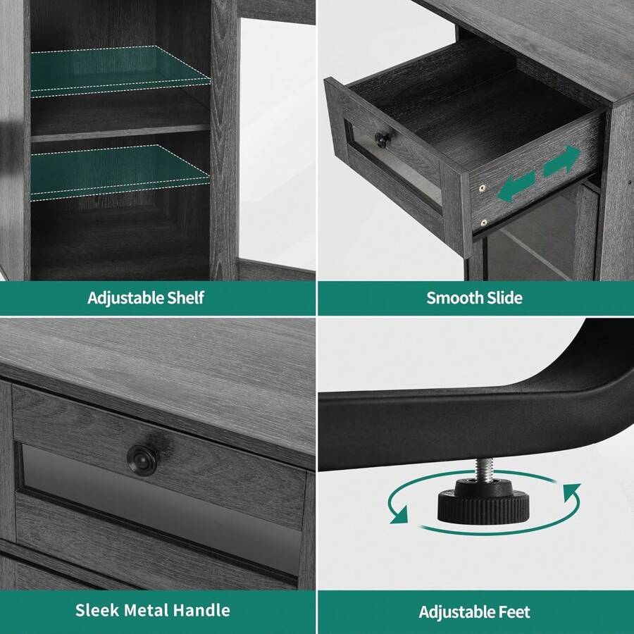 YITAHOME L Shaped Desk With Drawer, Reversible Computer Desk With Power ...