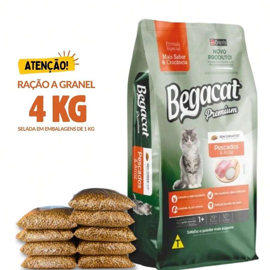 Kit 4 KG Bulk Cat Food Begacat Fish And Rice 29% Protein | SHEIN UK