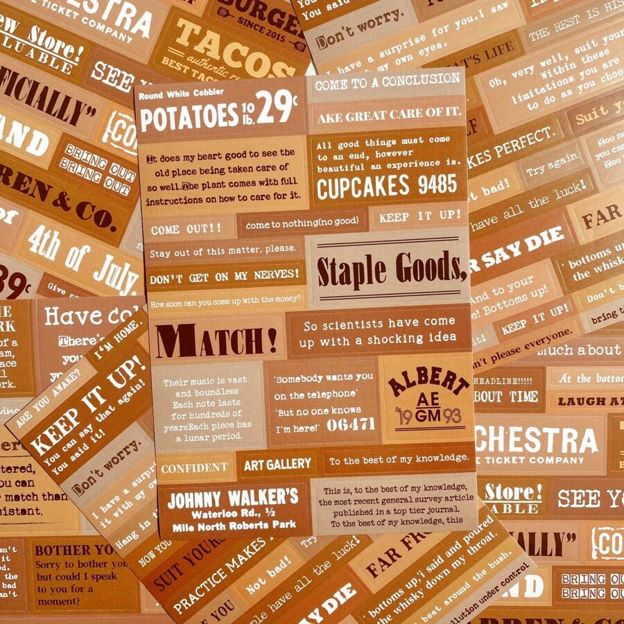 8 Sheets Phrase Collage Stickers Paper Materials For Journaling ...