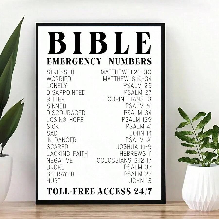 1pc Bible Verse Emergency Numbers,Art Hanging Picture, Bible Verse Wall ...